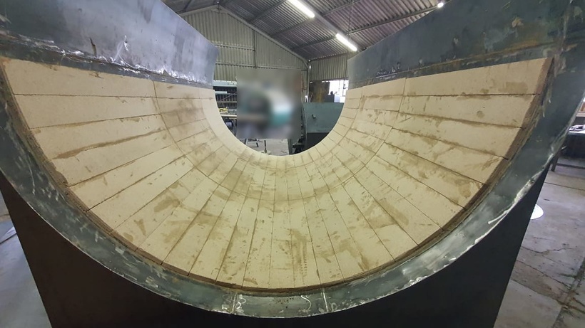 Vermiculite Board hot face insulation on a biochar kiln – BKI